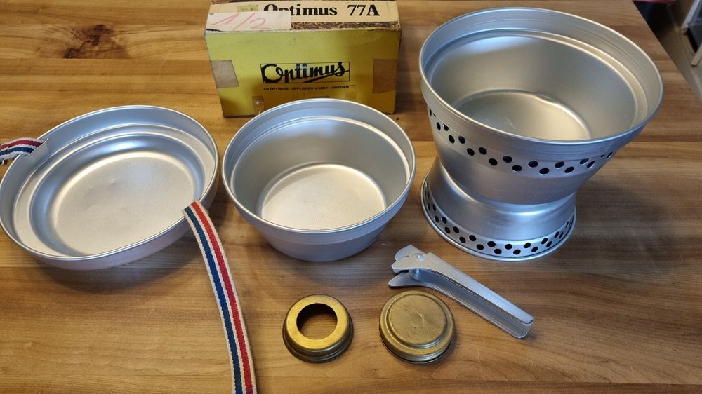 Camping Set 4, Optimus 77A Spiritus Kocher 2 Töpfe Pfanne (Gebraucht ...