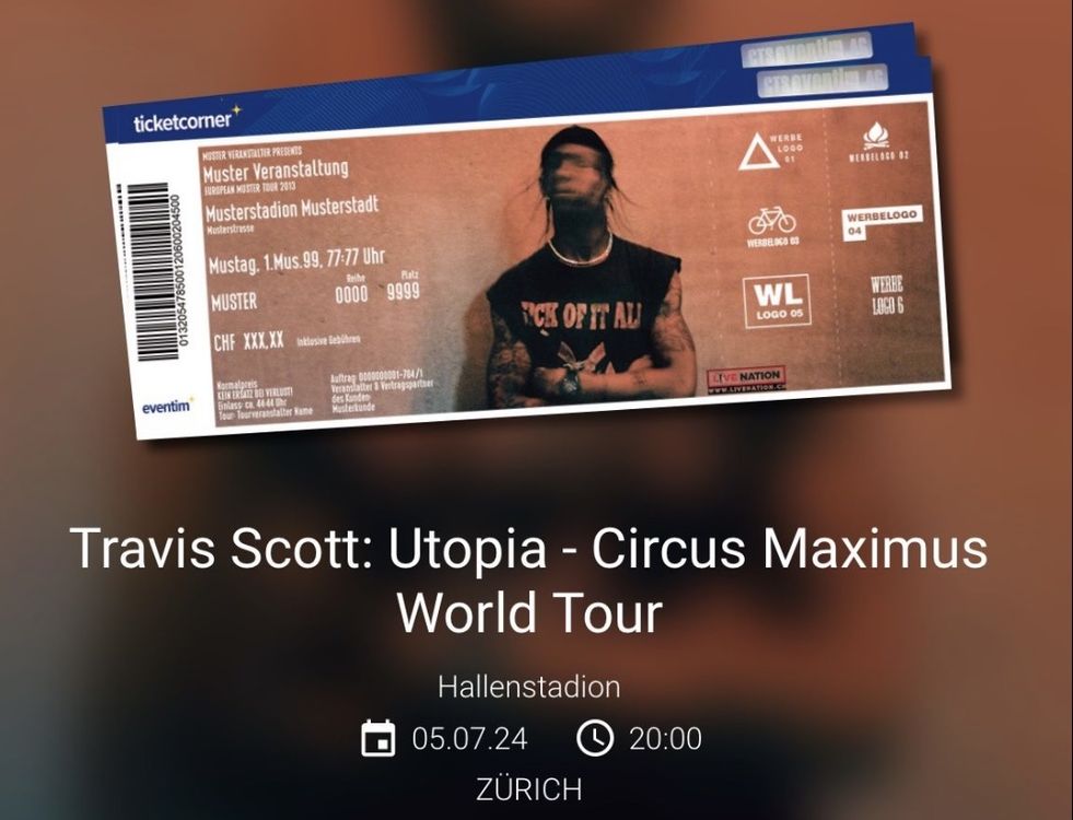 Travis Scott Utopia - Stehplatz Ticket, Hallenstadion Zürich (Neu und ...