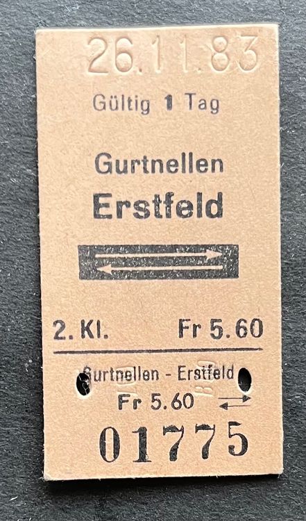 Gurtnellen Erstfeld/ Billett 1983 (Gebraucht) in Wabern für CHF 2.5 – mit Lieferung auf Ricardo ...