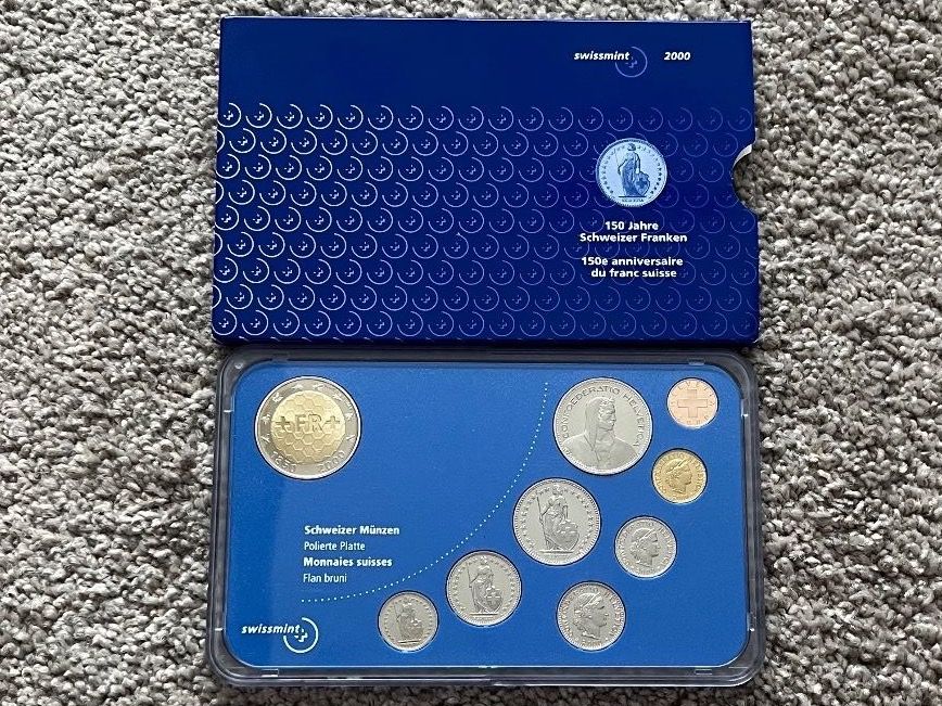 Schweizer Münzsatz 2000, 150 Jahre Schweizer Münzen PP (Neu und originalverpackt) in Tägerwilen ...