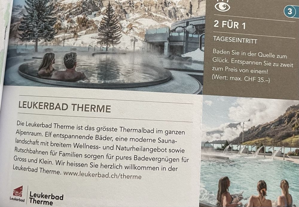 2 für 1 Tageseintritt Leukerbad Therme (Neu und originalverpackt) in ...