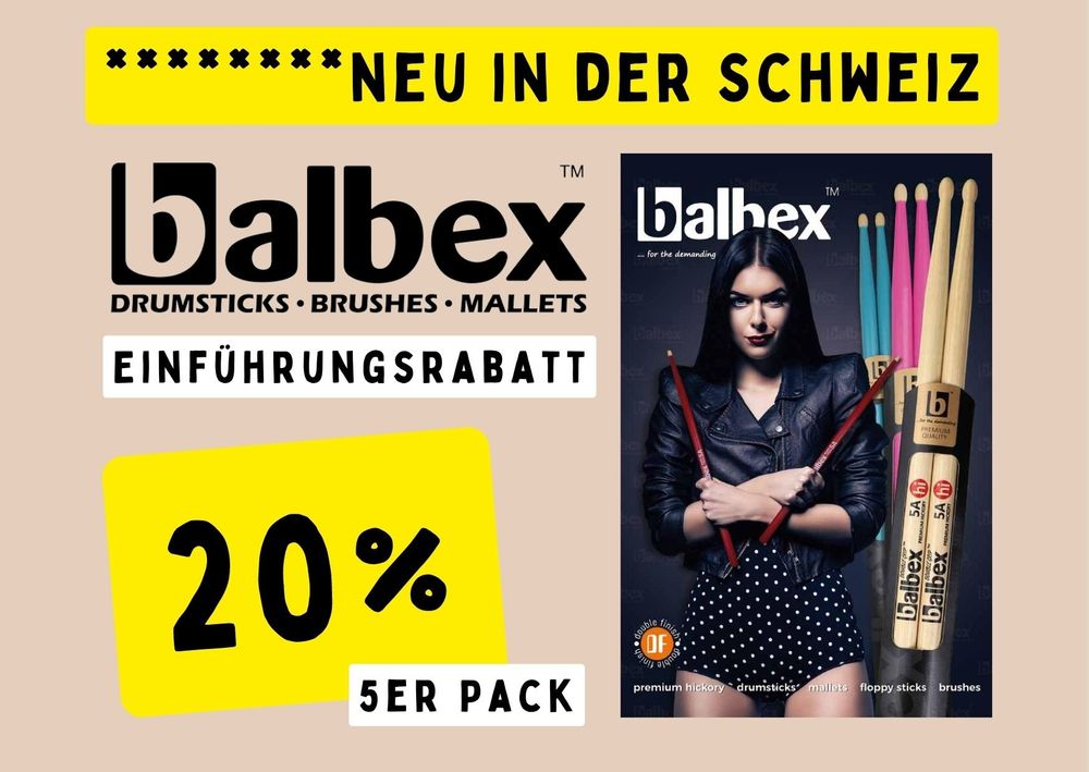 Balbex Drumsticks – Germany 5A Hikor - 5er Pack - 20% Rabatt (Neu und ...