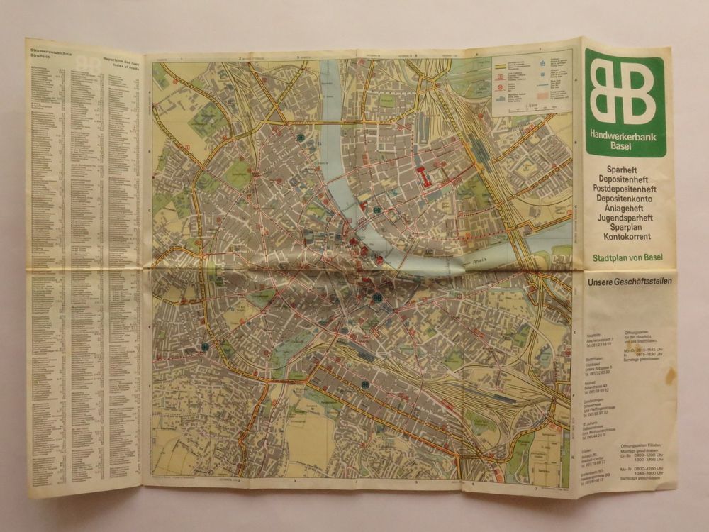 Basel - Plan - Führer - Stadtplan - Strassenbahnen - antik (Gebraucht ...