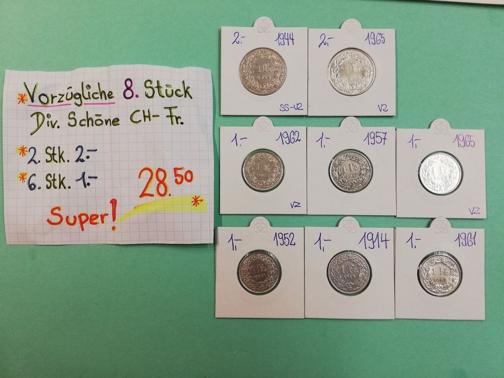 Schweizer Silbermünzen 2x2Fr. / 6x1Fr. Super VZ! (Gebraucht) in Engi für CHF 26.5 – mit ...