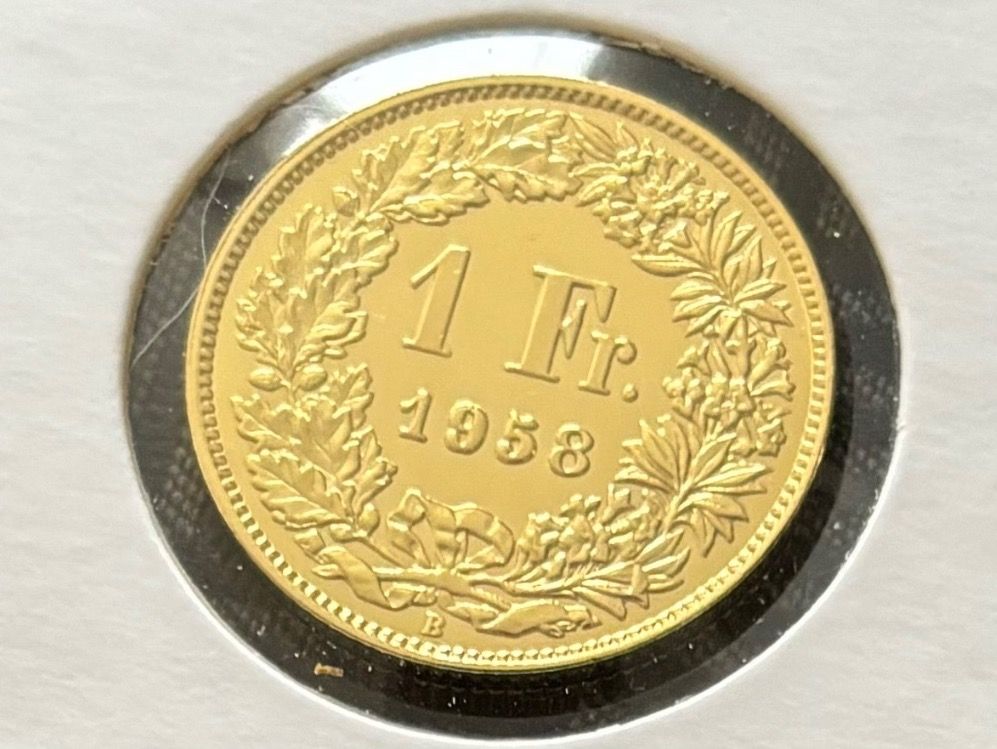 Schweiz 1 Silber-Franken 1958 B unz vergoldet Helvetia (Neu (gemäss Beschreibung)) in Speicher ...