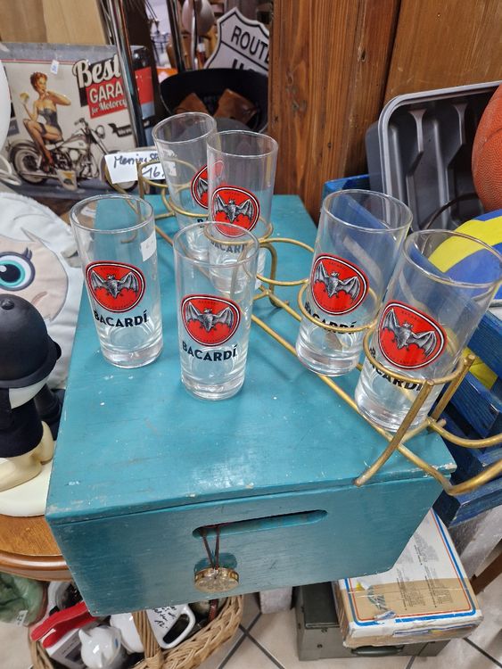 Bacardi Glaeser Set mit Staender, Vintage Bar-Accessoire 🍸 (Gebraucht ...
