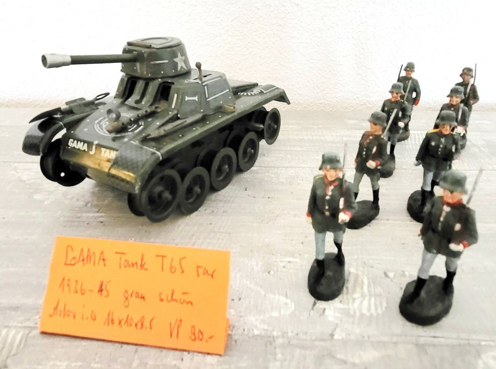Gama Tank / Panzer T65 und 8 Elastolin Figuren | Kaufen auf Ricardo