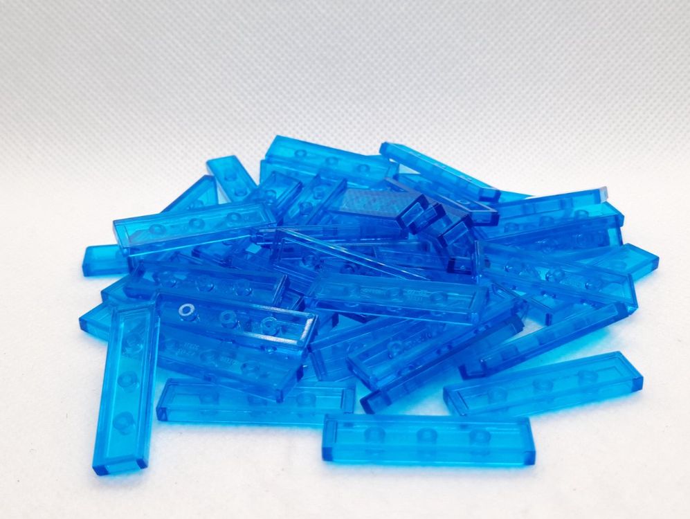 Lego 50 Stk. Flat Tile 1x4 trans. blue (new) (Neu und originalverpackt ...