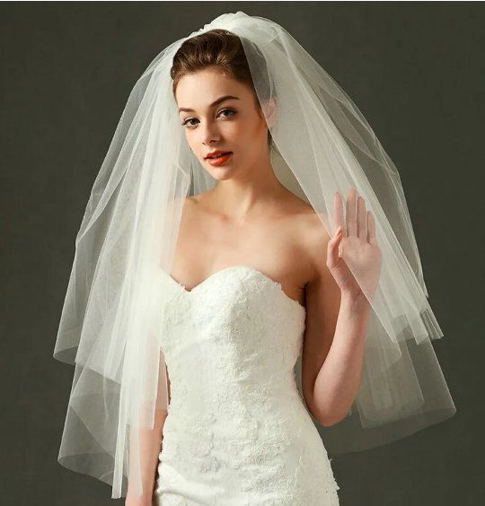 NEUER Braut-Schleier WEISS mit Kamm 75cm - 223191 (Neu (gemäss ...