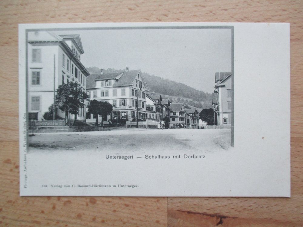 AK Unterägeri Schulhaus mit Dorfplatz (Gebraucht) in Obfelden für CHF 5 – mit Lieferung auf ...