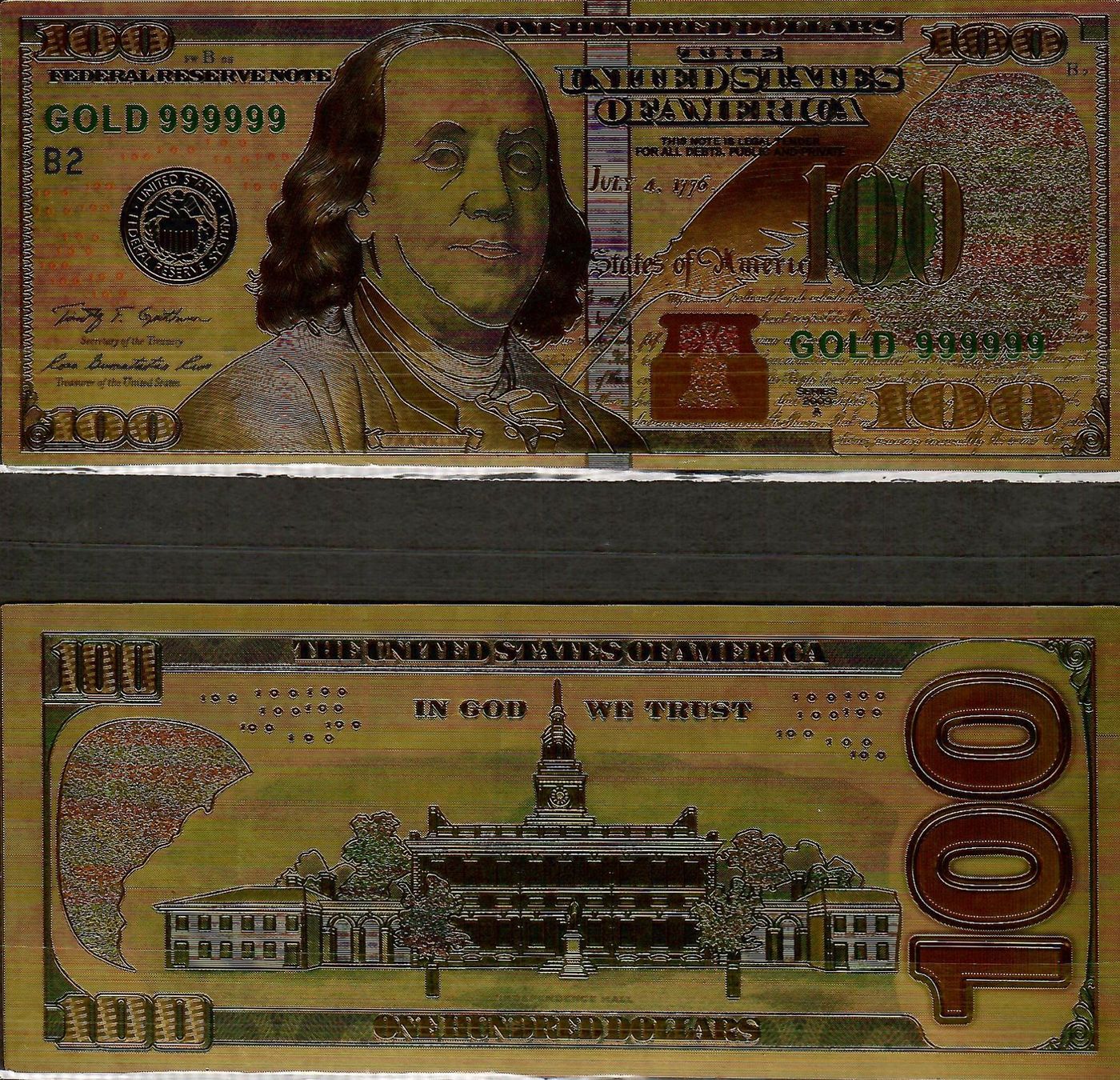 USA - ESTADOS UNIDOS - 100 DOLLAR 2009 A - GOLDENE BANKNOTE (Neu ...