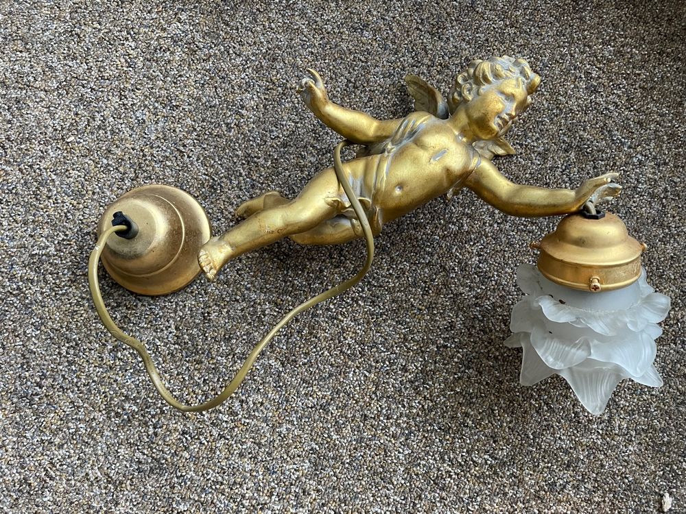 Engel Lampe Vintage Repro mit Blüten Glas (Gebraucht) in ...