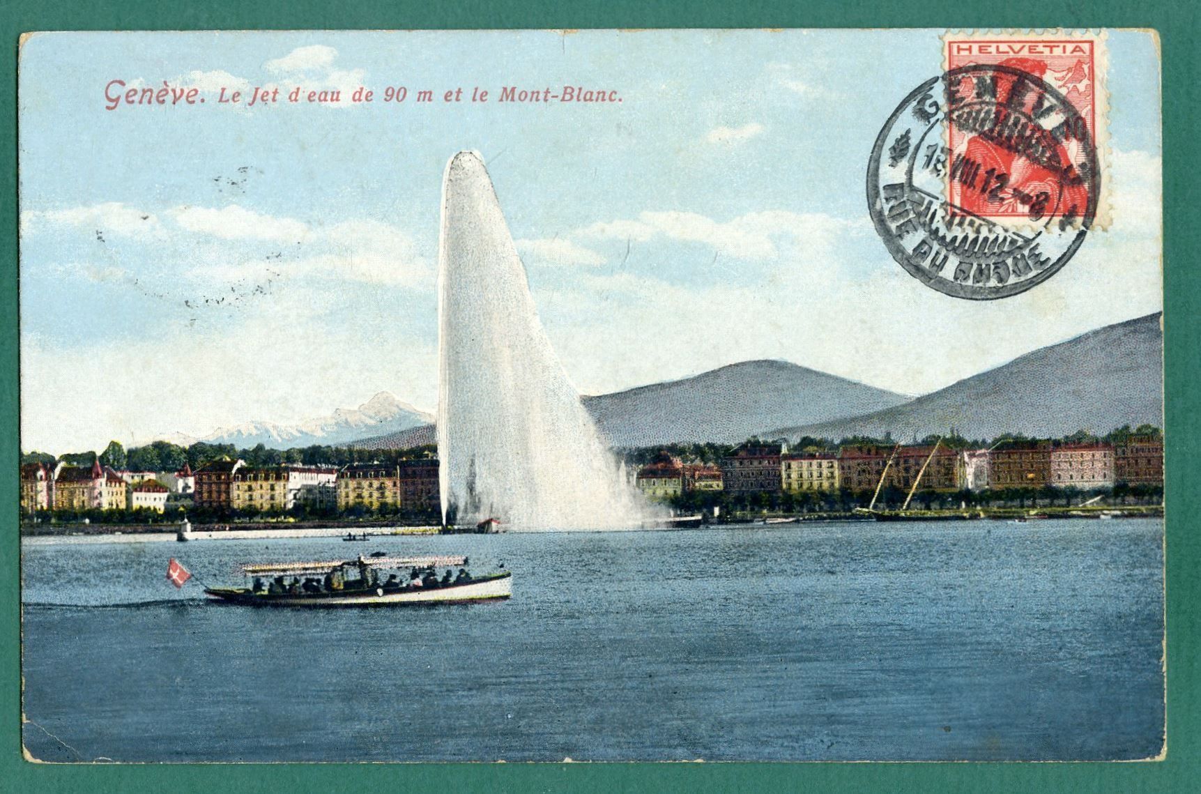 Genève, Le Jet d'eau avec Bateau, 1912 (Gebraucht) in Sargans für CHF 1 ...
