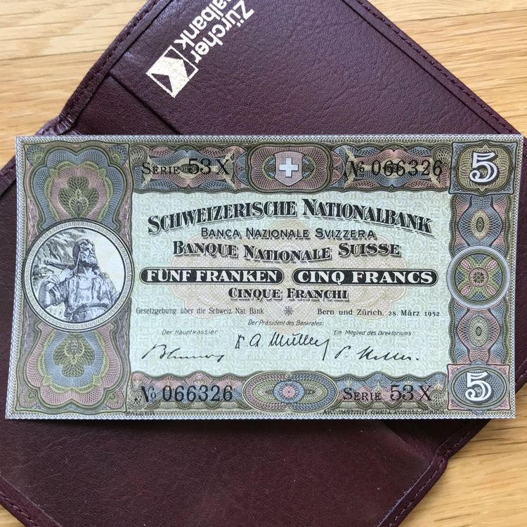 5 Franken Note Tell ungefaltet 1952 (Neu (gemäss Beschreibung)) in ...
