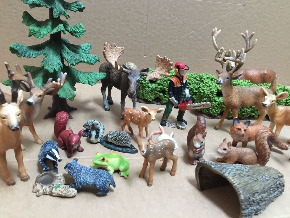 Schleich Waldtiere Hirsch Reh Igel Fuchs Wald Tanne | Acheter sur Ricardo