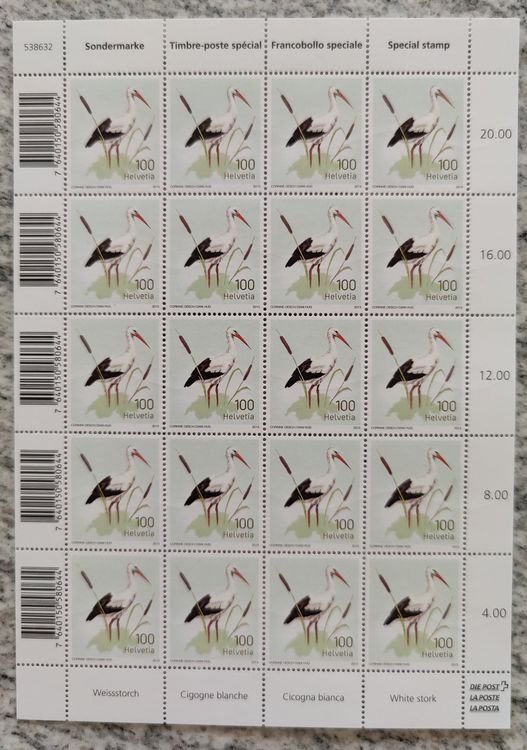 CH Briefmarken, postfrisch aus Sammlung, Weissstorch (Neu (gemäss Beschreibung)) in St.Gallen ...