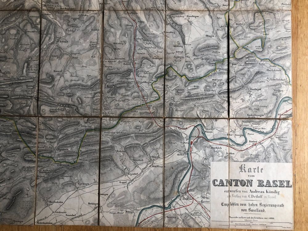 Karte vom Canton Basel, Andreas Kündig, um 1850 (Gebraucht) in Zürich ...