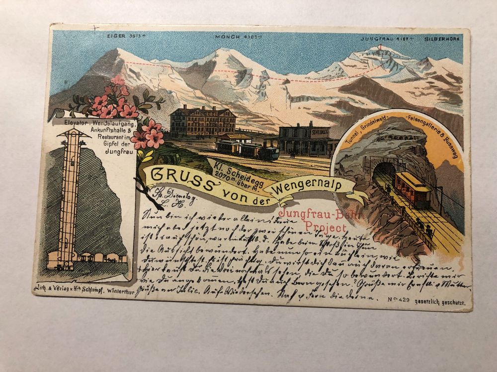 Gruss von der Wengernalp 1899 Lithokarte | Kaufen auf Ricardo