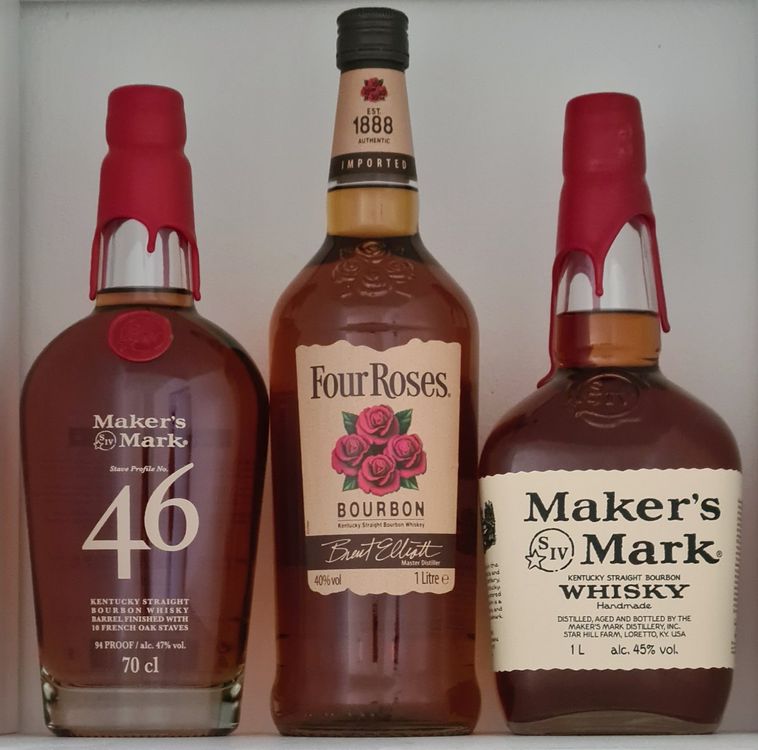 3x Bourbon Whisky, Maker's Mark 1L & 46 0,7L & Four Roses 1L (Neu und ...