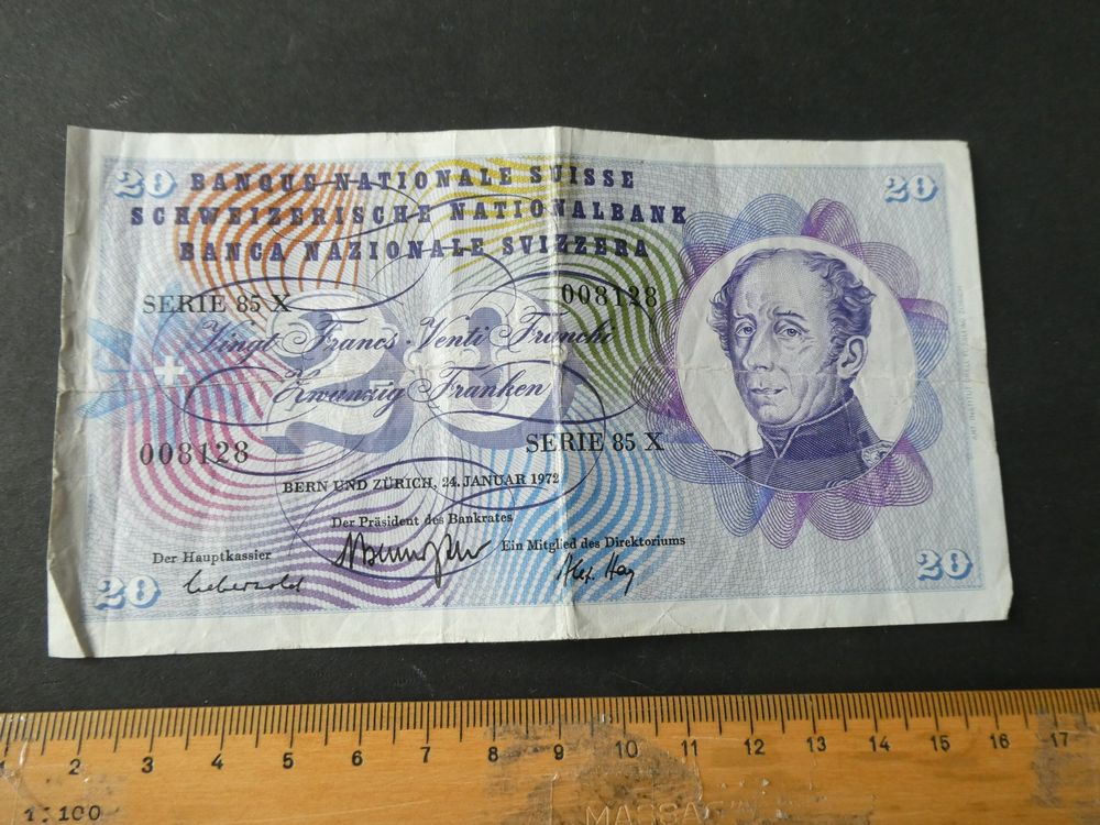 Schweiz 1972, 20 Franken (Gebraucht) in Hinterforst für CHF 3 – mit Lieferung auf Ricardo kaufen