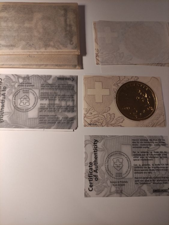 Sonderblock "Goldvreneli", postfrisch, Frankaturwert CHF 6.0 (Neu (gemäss Beschreibung)) in St ...