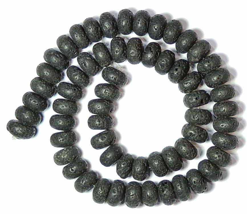 1 Strang echte Lava-Stein Rondellen Perlen 10 x 6 mm (Neu (gemäss ...