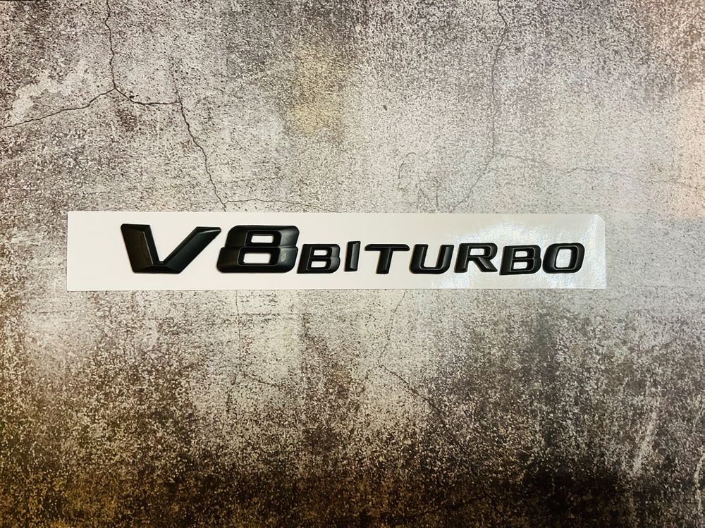 Mercedes AMG V8 Biturbo 3D Aufkleber Emblem Logo Schwarzmatt (Neu und ...