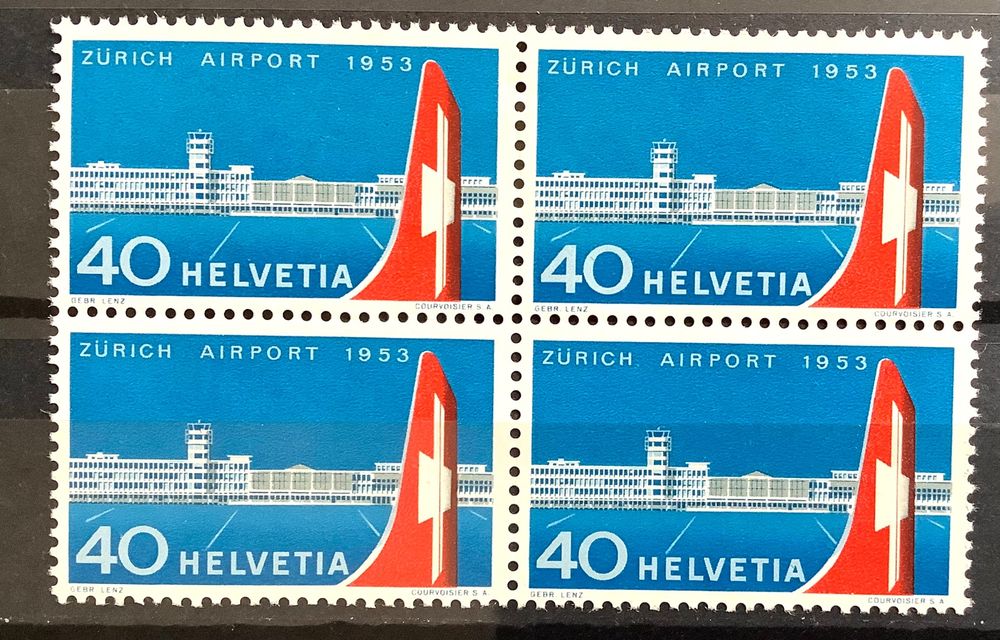 1953 Einweihung des Flughafen Zürich Viererblock ** (Neu (gemäss Beschreibung)) in Liestal für ...