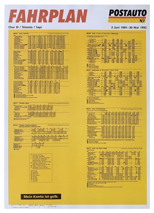 Chur Laax Trimmis Says Untervaz St.Peter Bellinzona Fahrplan (Neu (gemäss Beschreibung)) in Bern ...