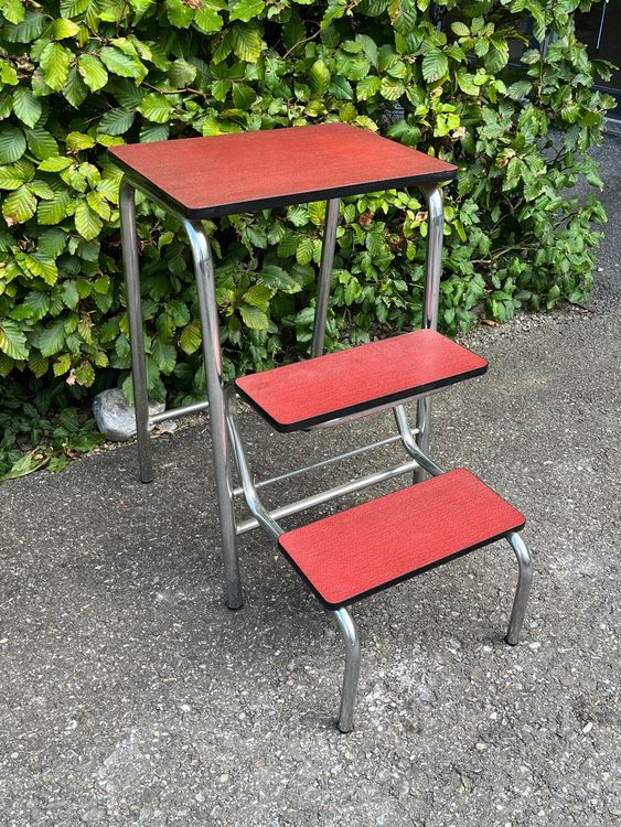 Vintage 3-Tritt Hocker in rot aus den 60er 70er Jahren (Gebraucht) in ...