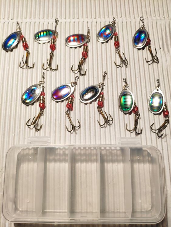 Set 10x Blinker Spinner Forellenblinker Angeln + Box (Neu und ...