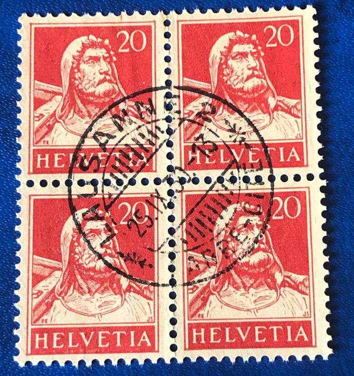 4 er Block Nr.174 Tellbrustbild mit Vollstempel Lausanne (Gebraucht) in Aarau für CHF 1 – mit ...