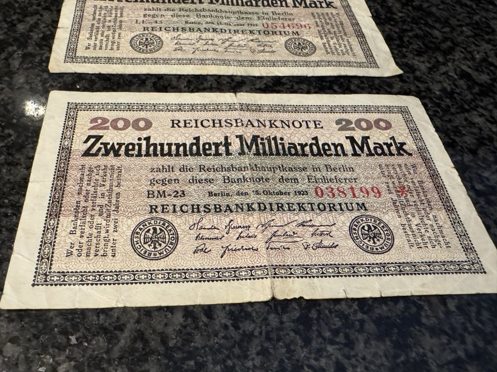 200 Milliarden Mark Reichsbanknoten 1923 (Gebraucht) in Gossau ZH für ...