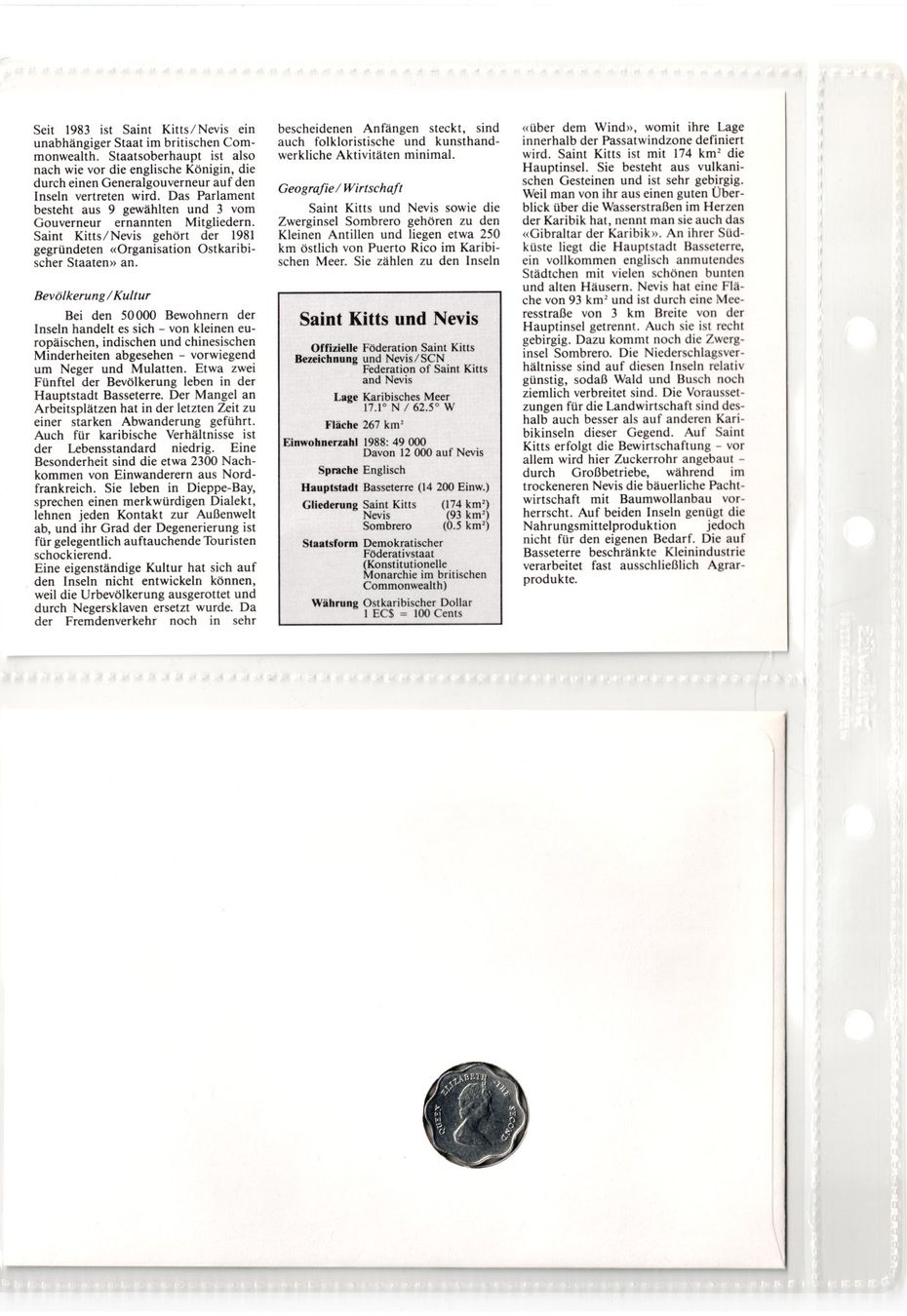 Saint Kitts und Nevis_1991_Münzbrief mit Beschreibung (Gebraucht) in ...