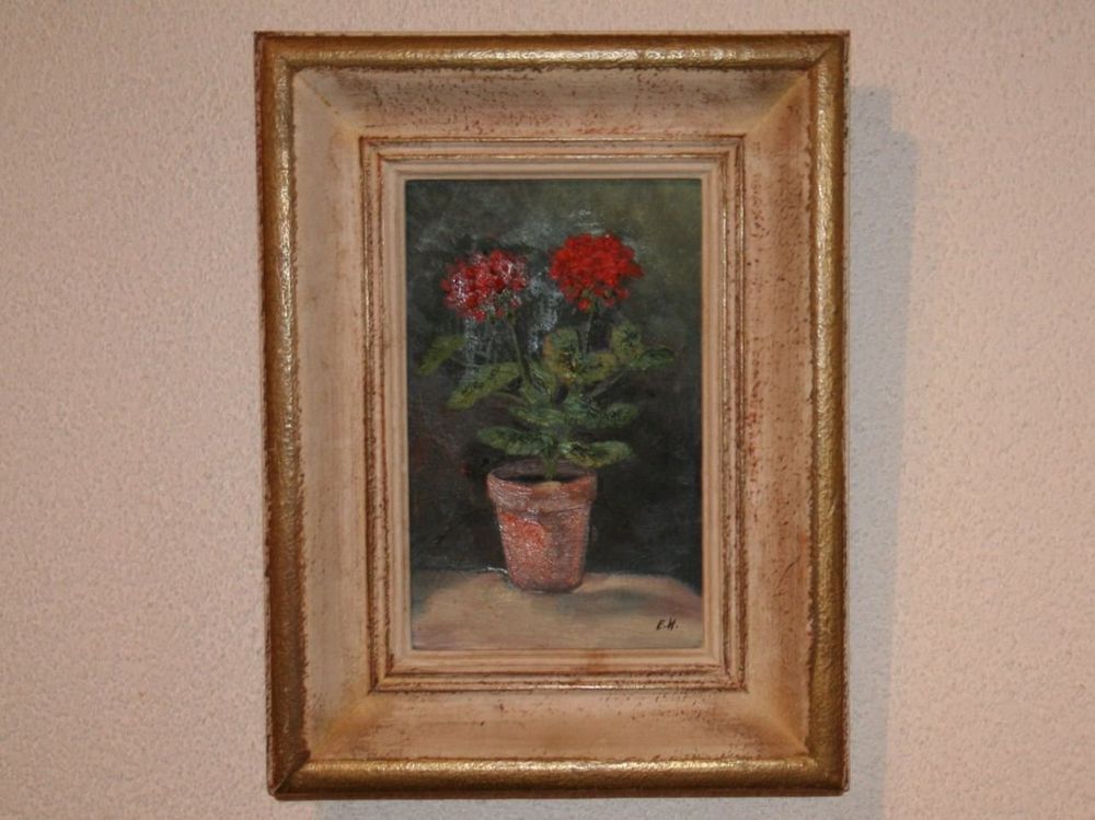Ölgemälde Original: Blumen in Vase / Holzrahmen - VINTAGE (Gebraucht ...
