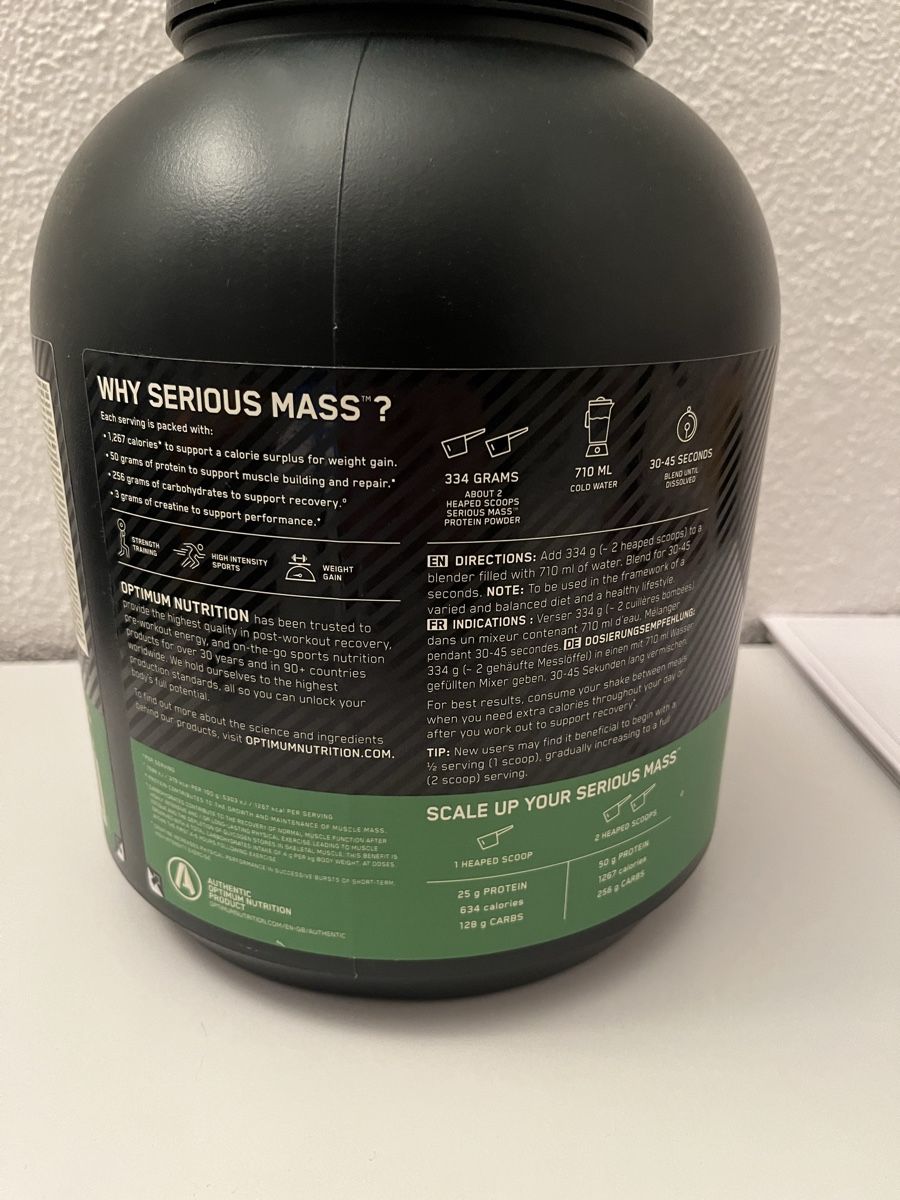 Optimum Nutrition Serious Mass, Banane, 1.2 kg, halbvoll (Gebraucht) in ...