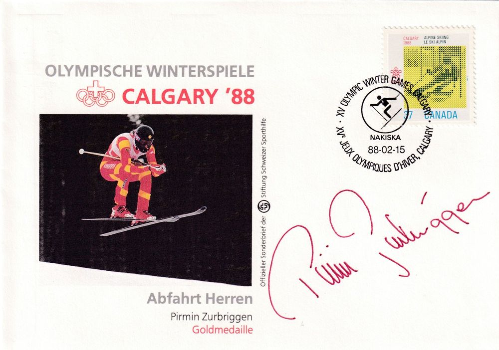 Olympia Calgary 88 Brief mit Unterschrift Pirmin Zurbriggen (Gebraucht ...