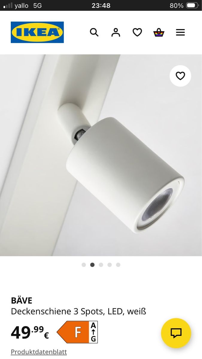 Ikea BÄVE Deckenschiene, 3er Spot, Weiss, LED - Top Zustand! (Gebraucht ...