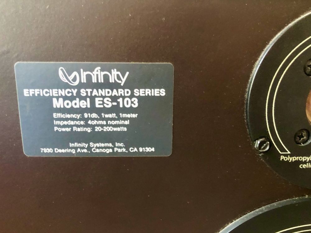 Infinity ES-103 Vintage Lautsprecher (1985) Rarität (Gebraucht) in ...