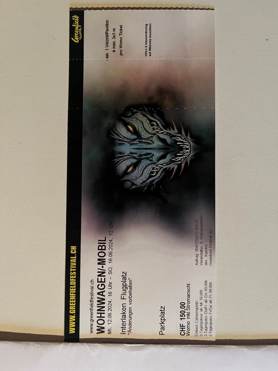 Greenfield WoMO Wohnmobil Ticket 2024 | Kaufen auf Ricardo