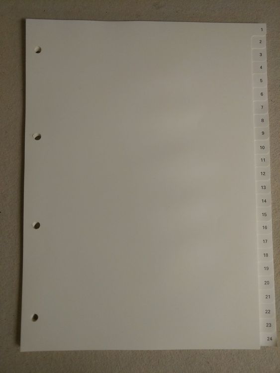 Register A4-weiss "1-24" 15 Stück (Gebraucht) in Steinmaur für CHF 2 ...