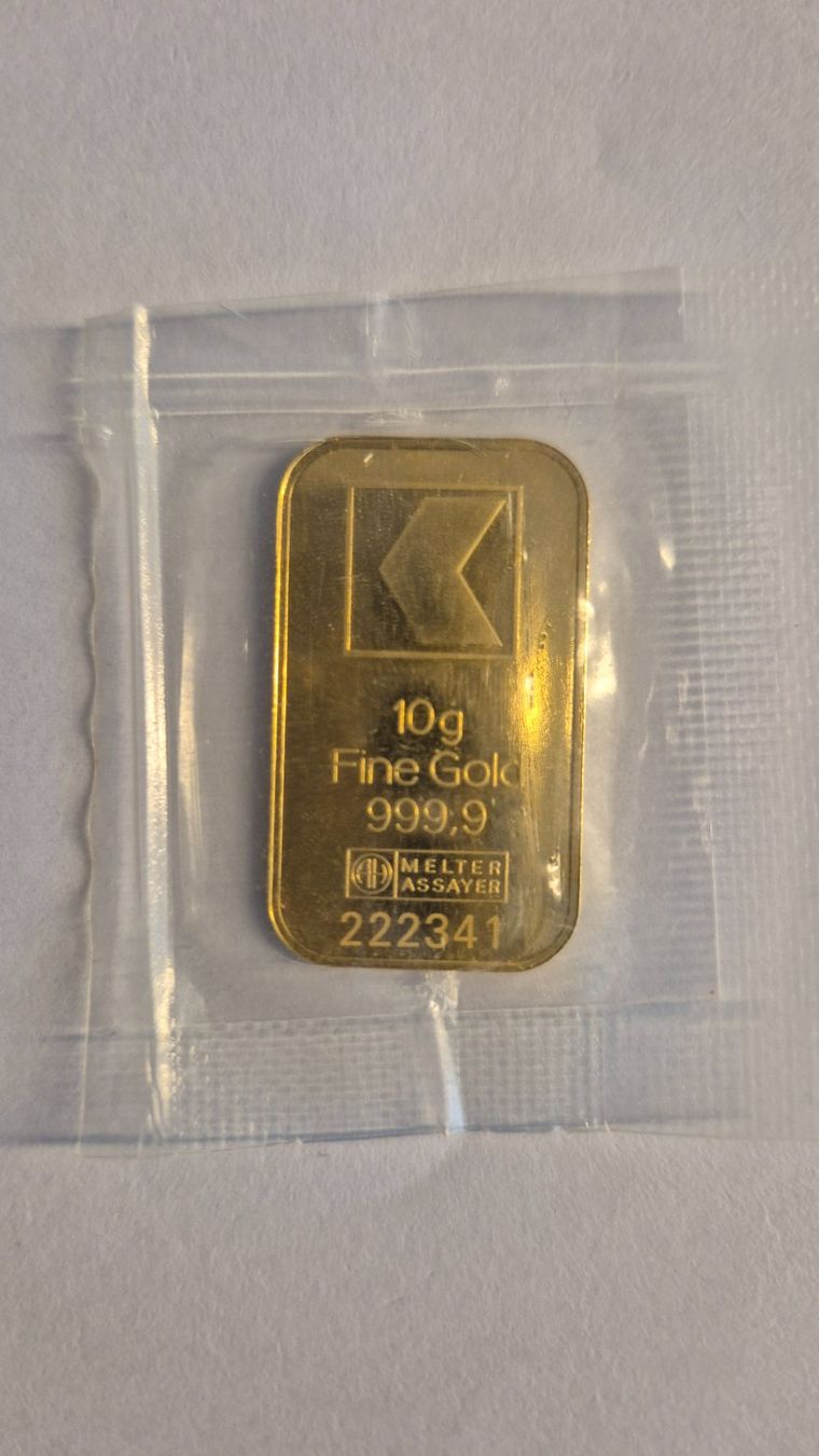 Goldbarren 10 g ARGOR-HERAEUS Kantonalbank Feinheit 999.9 (Gebraucht ...
