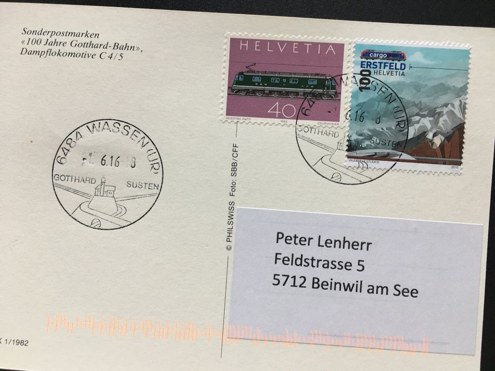 100 Jh Gotthard Bahn Dampflok C 4/5 + Basistunnel 2 Stempel (Gebraucht ...