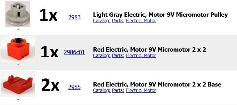 LEGO 2986c01 Red Electric, Motor 9V Micromotor 2 x 2 (Gebraucht) in ...