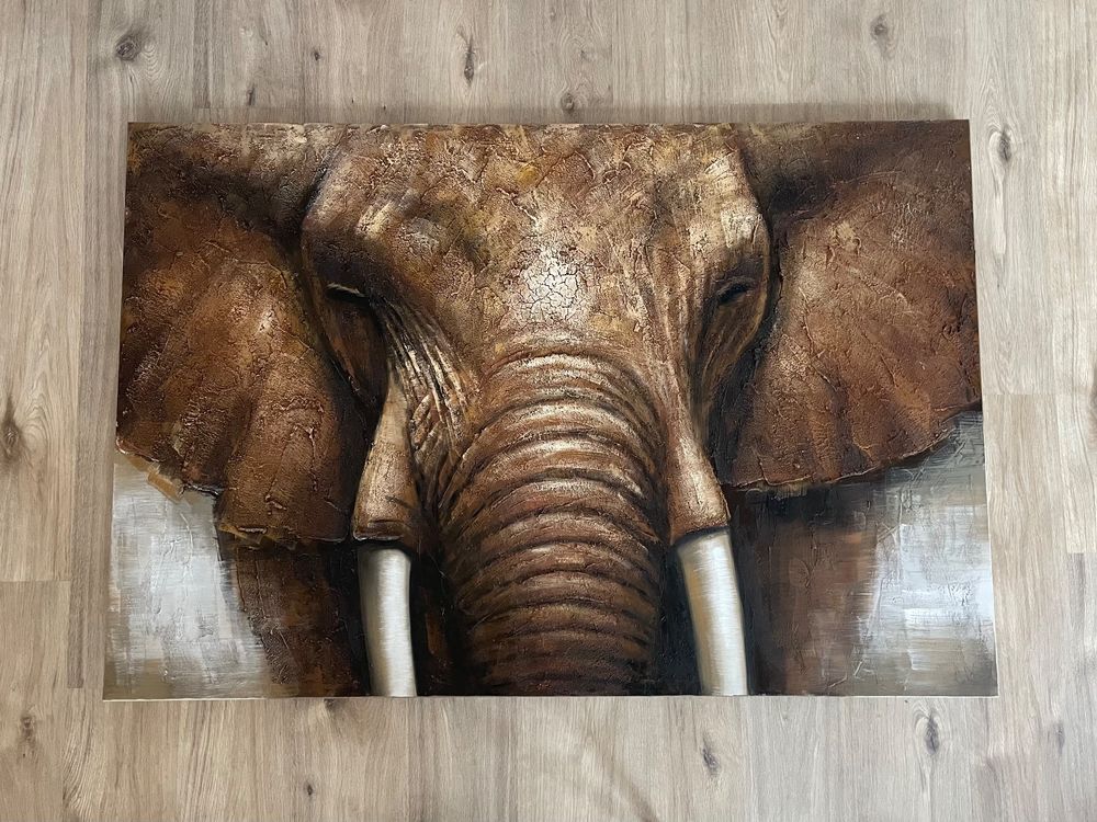 Grosses handgemaltes Bild Elefant, Afrika 100x150cm, braun (Gebraucht ...