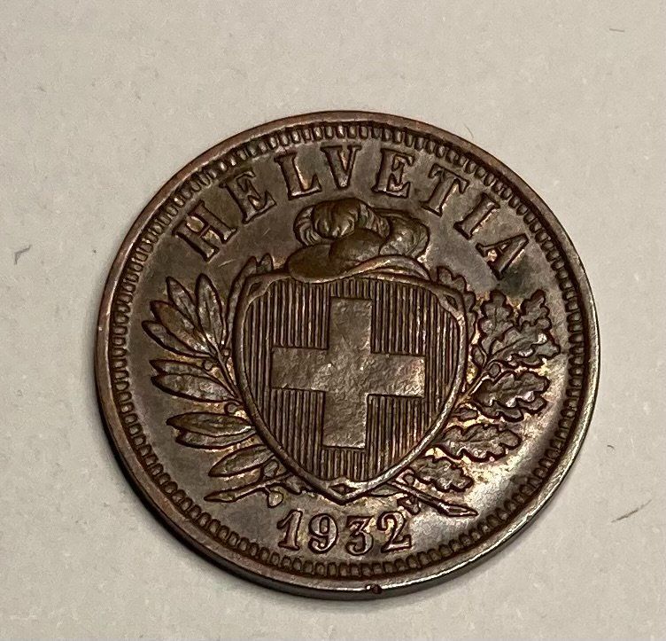 Seltene 2 Rappen Münze HELVETIA 1932 Schweiz Vintage | Kaufen auf Ricardo