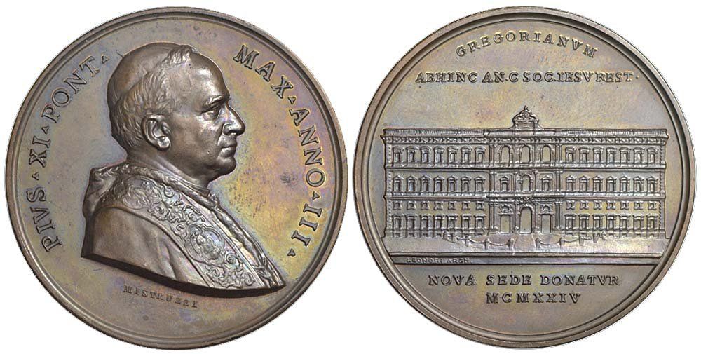 a- Rom, Pius XI., Bronzemedaille AN III (1924) (Usato) a Chiasso per ...