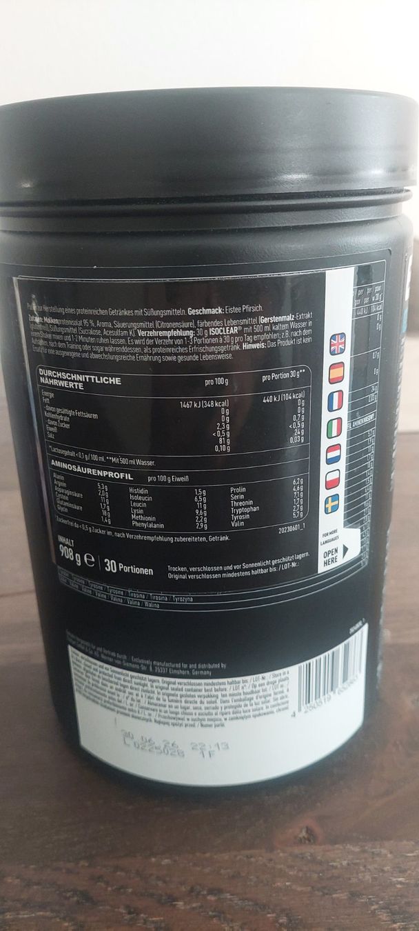 ESI Isoclear Whey Protein Isolate Peach Ice Tea 908gfast neu (Gebraucht ...