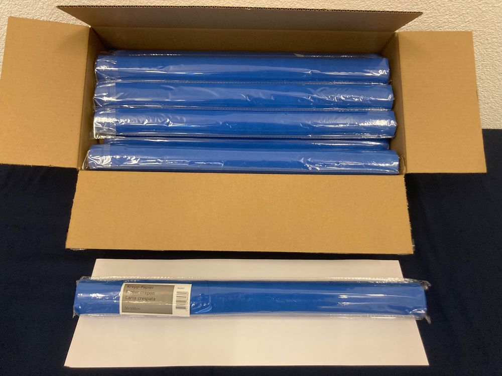 Krepp-Papier blau Karton mit 15 Rollen 50 x 500 cm (Neu und ...
