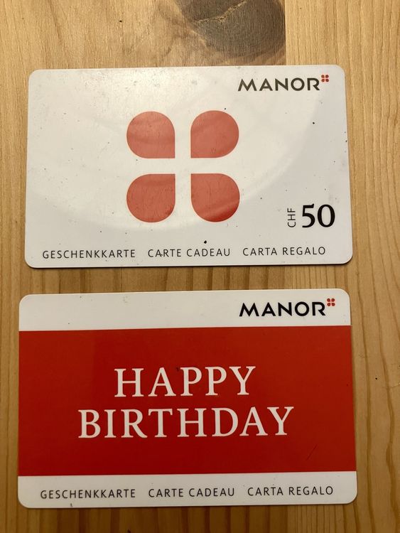 Manor Geschenkkarten im Wert von 52.- (Gebraucht) in Olten für CHF 46 – mit Lieferung auf ...